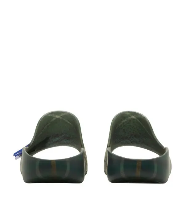 Burberry Rubber Check Stingray Slides - Green | Editorialist display picture 1