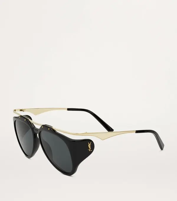 Saint Laurent Amelia Aviator Sunglasses - Black