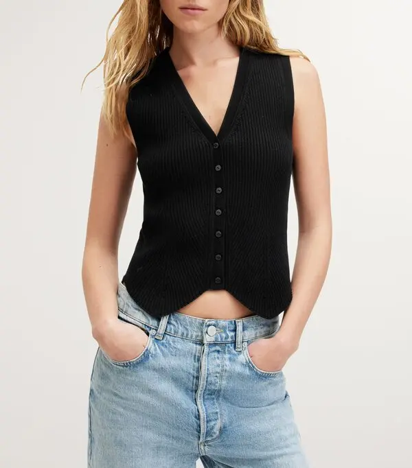 ALLSAINTS Knitted Cruz Waistcoat - Black