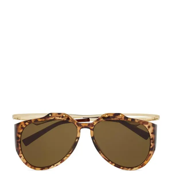 Saint Laurent Amelia Aviator Sunglasses - Brown