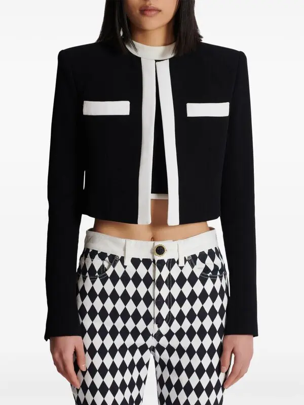 Balmain Cropped Crepe Spencer Jacket - Black