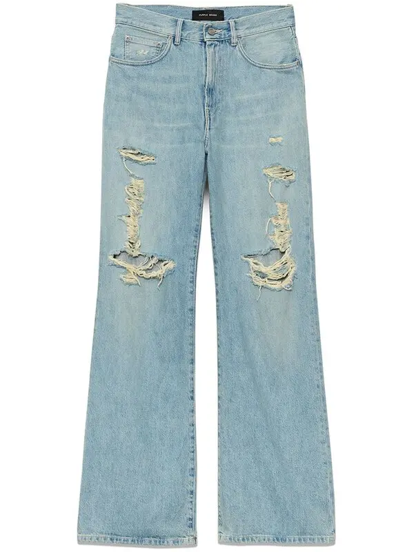 PURPLE BRAND Ripped Wide-leg Jeans