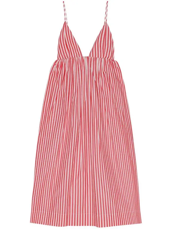 GANNI Striped V-neck Dress