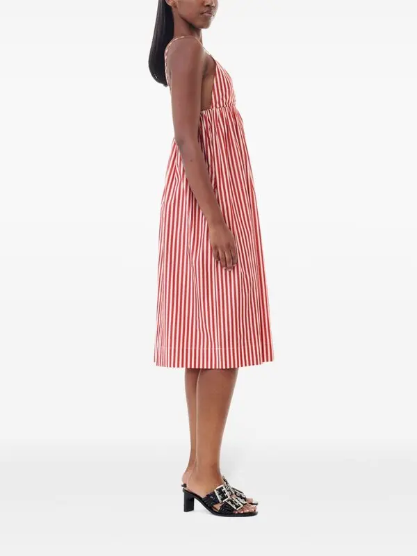 GANNI Striped V-neck Dress