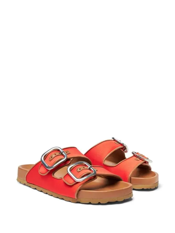 SCAROSSO Isa Double-buckle Slides - Orange