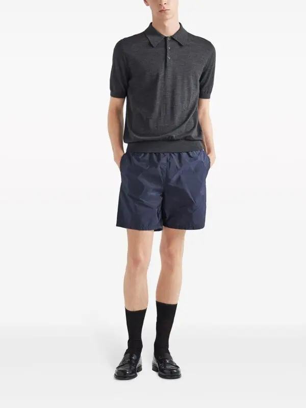 Prada Logo-plaque Swim Shorts - Blue