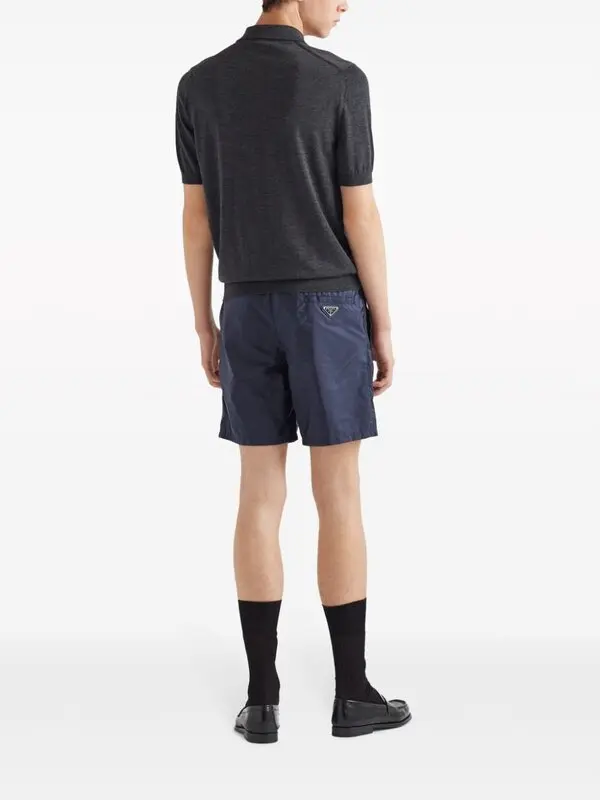 Prada Logo-plaque Swim Shorts - Blue