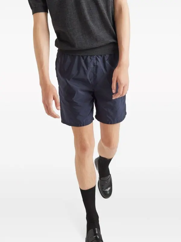 Prada Logo-plaque Swim Shorts - Blue
