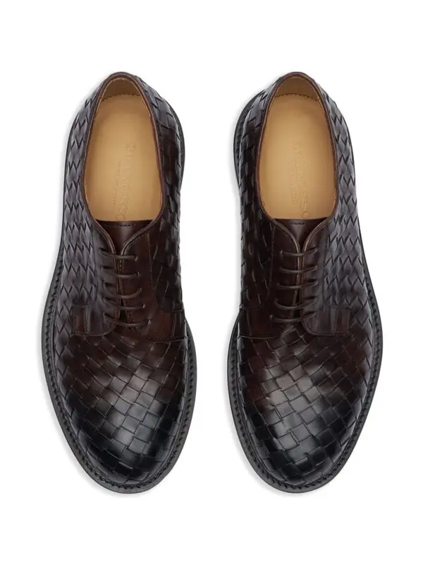 SCAROSSO Woven Leather Derby Shoes