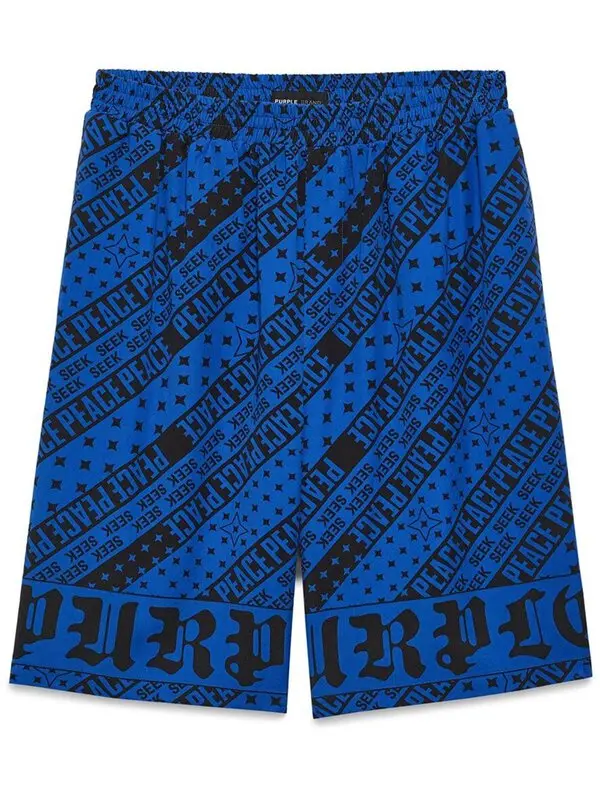 PURPLE BRAND Bandana-print Lyocell Track Shorts - Blue