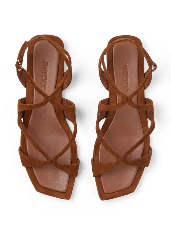 JIMMY CHOO Ayla Flat Sandals - Brown
