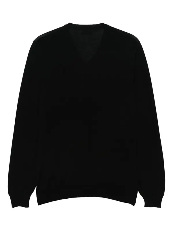 Fedeli V-neck Virgin Wool Jumper - Black
