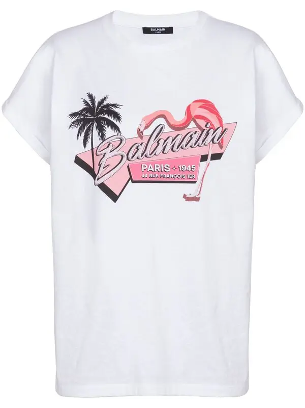 Balmain Flamingo Graphic T-shirt