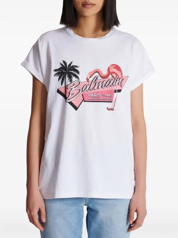 Balmain Flamingo Graphic T-shirt