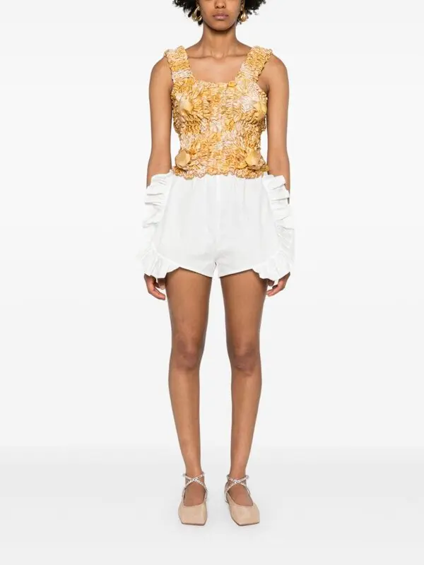 IOANA CIOLACU Peony Ruffle-trim Shorts - White