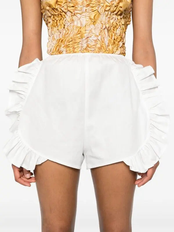 IOANA CIOLACU Peony Ruffle-trim Shorts - White
