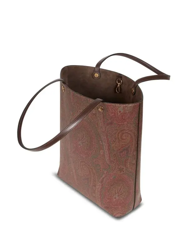 Etro Paisley-Print Open Tote Brown Editorialist