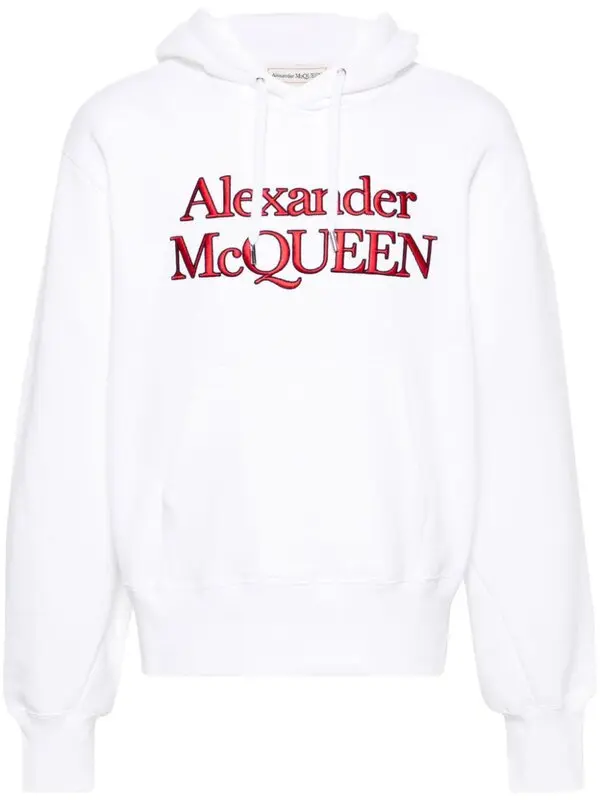 Alexander McQueen Logo Embroidered Cotton Hoodie