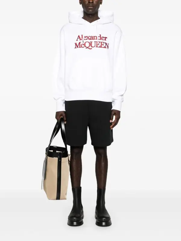 Alexander McQueen Logo Embroidered Cotton Hoodie