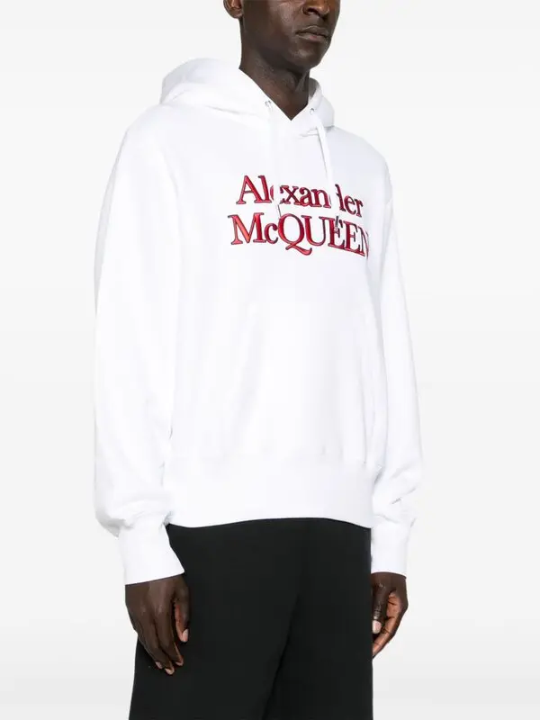Alexander McQueen Logo Embroidered Cotton Hoodie