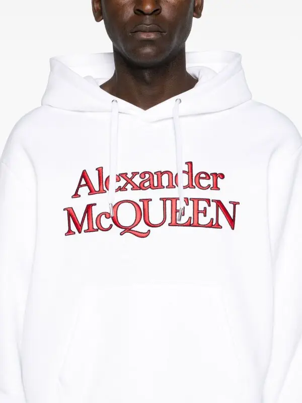 Alexander McQueen Logo Embroidered Cotton Hoodie