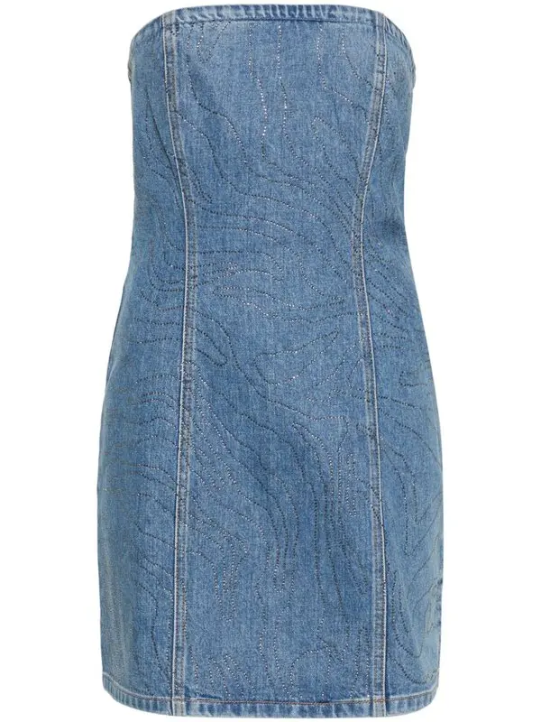 ROTATE BY BIRGER CHRISTENSEN Crystal-embellished Denim Mini Dress