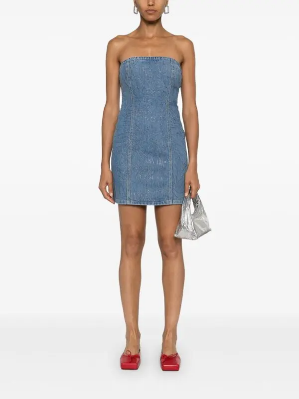ROTATE BY BIRGER CHRISTENSEN Crystal-embellished Denim Mini Dress