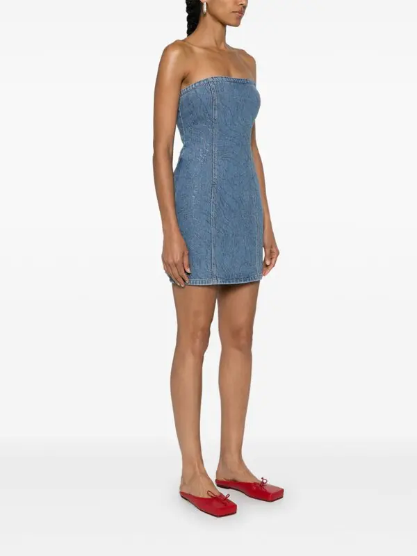 ROTATE BY BIRGER CHRISTENSEN Crystal-embellished Denim Mini Dress