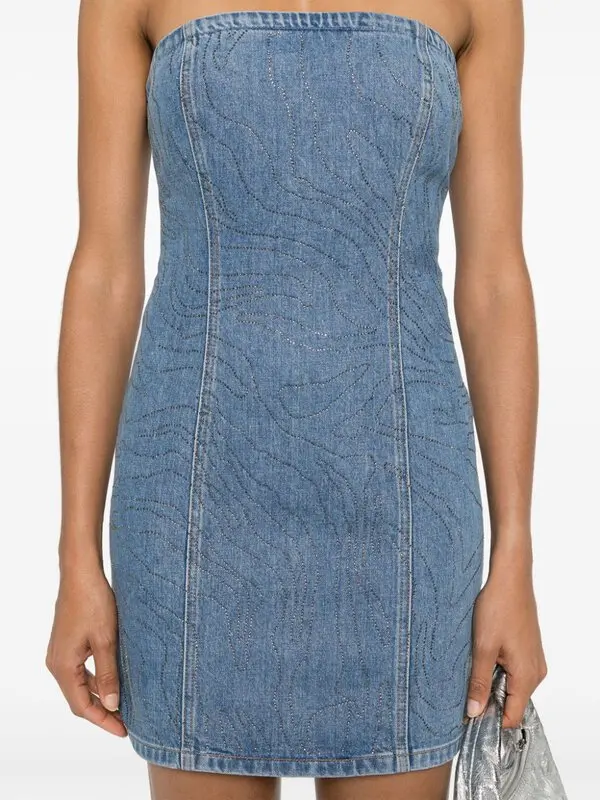 ROTATE BY BIRGER CHRISTENSEN Crystal-embellished Denim Mini Dress