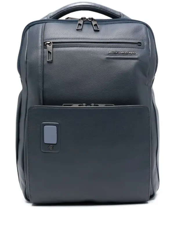 PIQUADRO Akron Leather Backpack - Blue