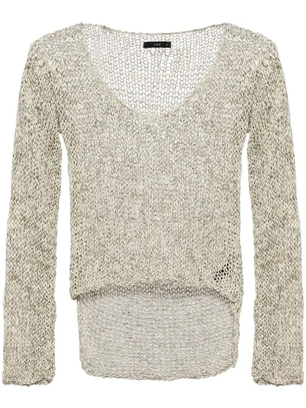 Voz Marl Knit High-low Top - Neutrals