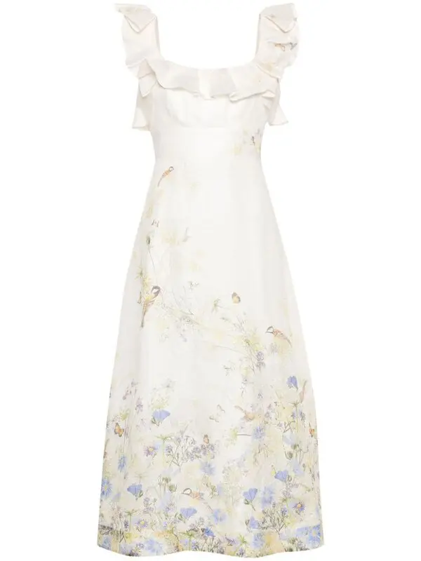 Zimmermann Harmony Botanical-print Midi Dress