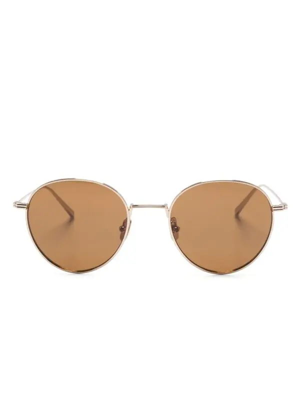 TOTEME Logo-engraved Round-frame Sunglasses - Gold