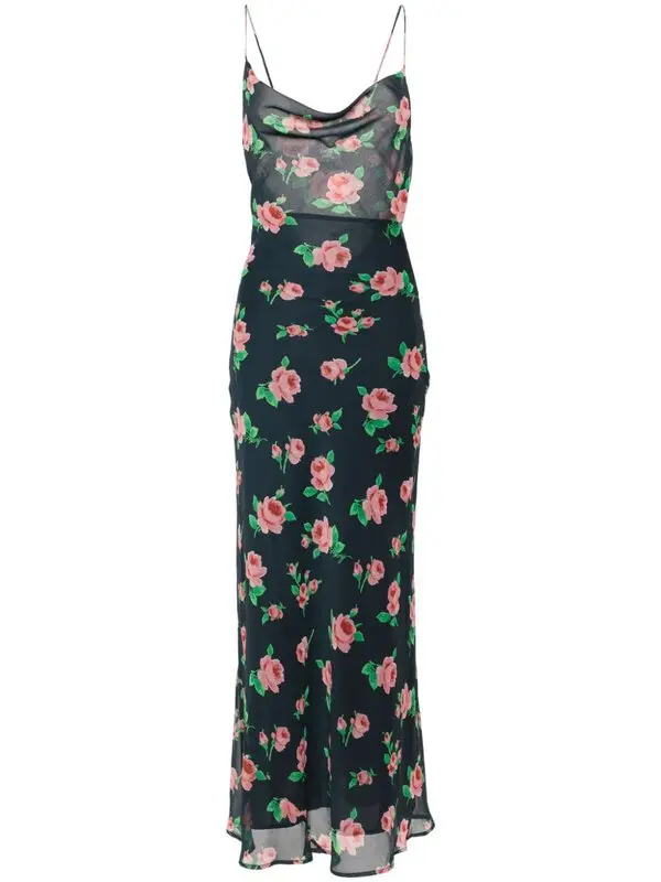 ROTATE BY BIRGER CHRISTENSEN Rose-print Maxi Dress