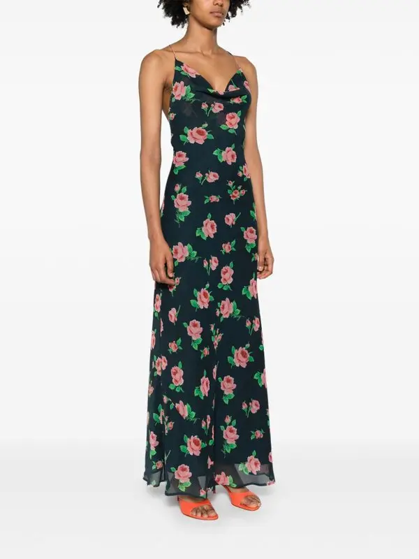 ROTATE BY BIRGER CHRISTENSEN Rose-print Maxi Dress
