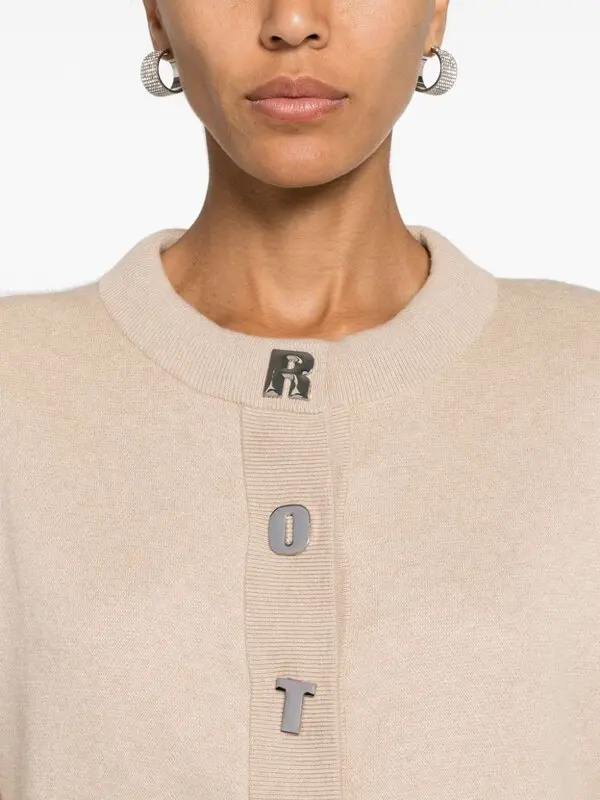 ROTATE BY BIRGER CHRISTENSEN Logo-lettering Cardigan - Neutrals