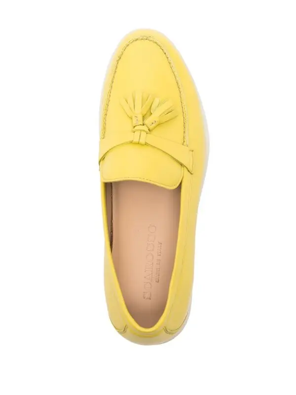 SCAROSSO Leandra Leather Loafers - Green