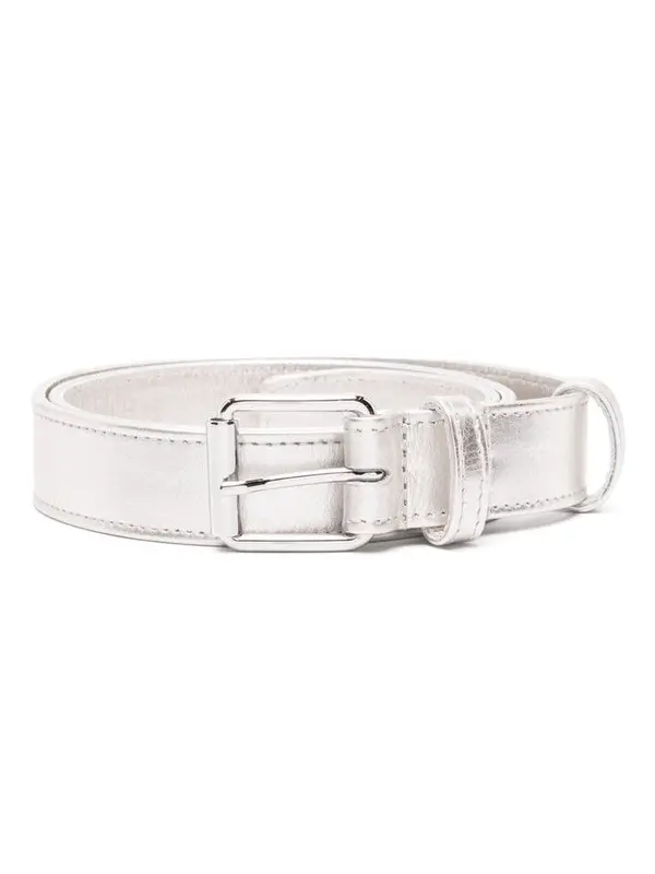 Comme Des Garçons Metallic Leather Belt - Silver