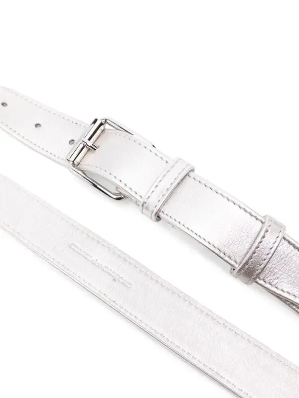 Comme Des Garçons Metallic Leather Belt - Silver