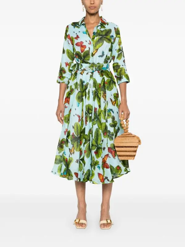 Samantha Sung Aster Clover-print Shirt Dress