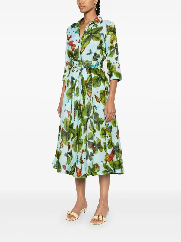 Samantha Sung Aster Clover-print Shirt Dress