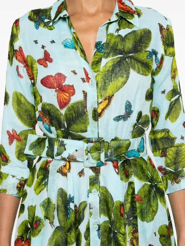 Samantha Sung Aster Clover-print Shirt Dress