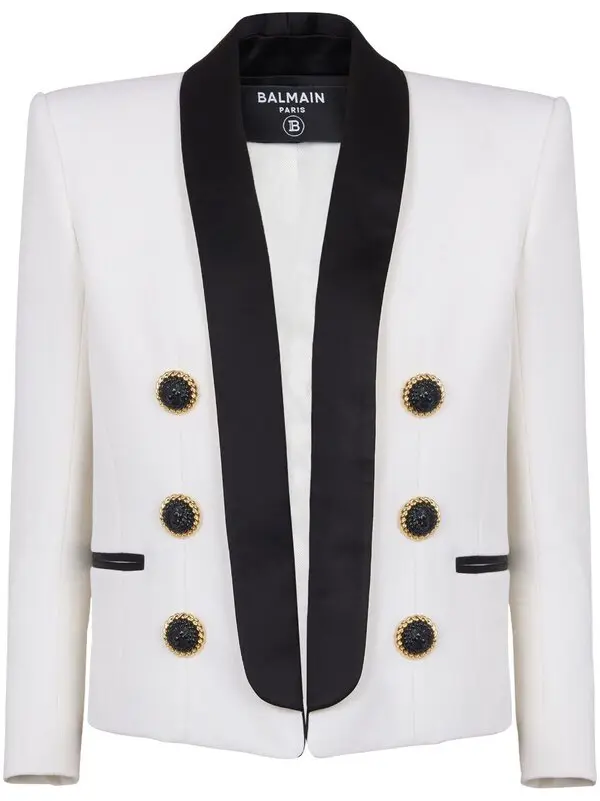 Balmain Open-front Wool Blazer - White