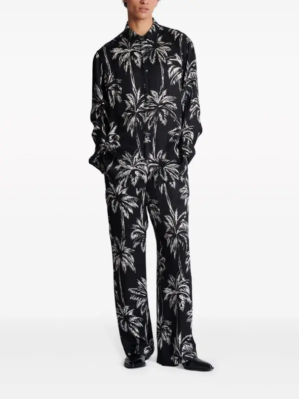 Balmain Palm Tree-print Satin Shirt