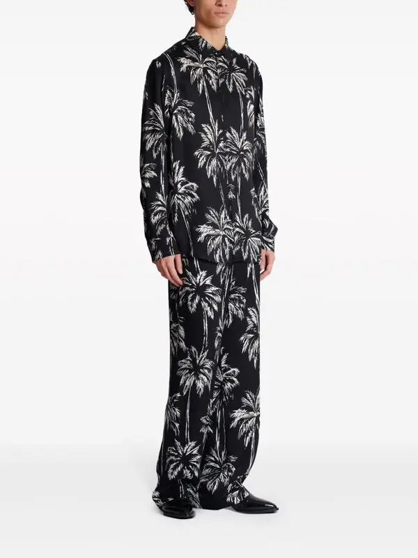 Balmain Palm Tree-print Satin Shirt