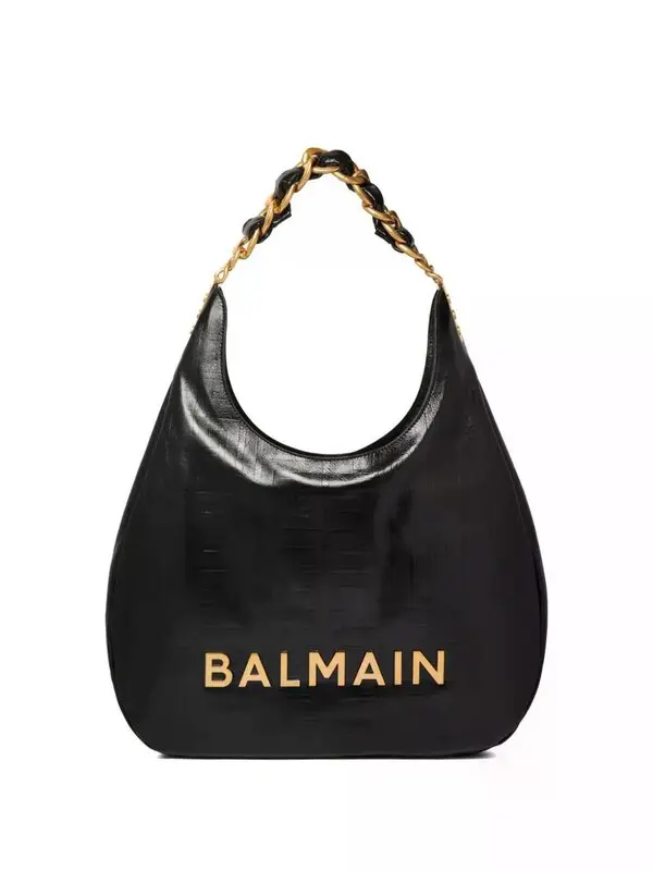 Balmain 1945 Crinkled Leather Shoulder Bag