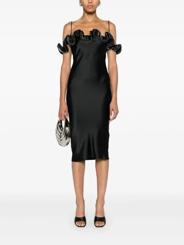 Coperni Zipped-ruffles Satin Dress