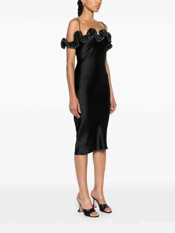Coperni Zipped-ruffles Satin Dress