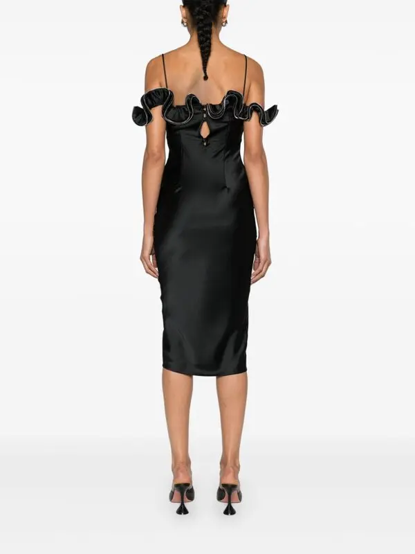 Coperni Zipped-ruffles Satin Dress