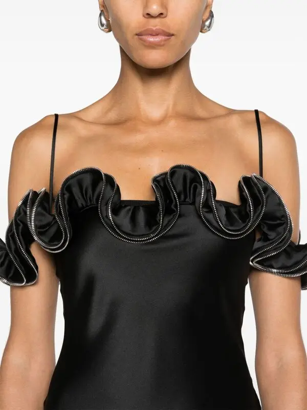 Coperni Zipped-ruffles Satin Dress